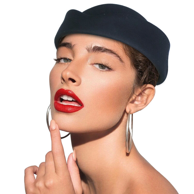 Европейский и американский британский ретро-берет из войлока для женщин-стюардесс, универсальная шерстяная шляпа стюардессы, парадная шляпа.