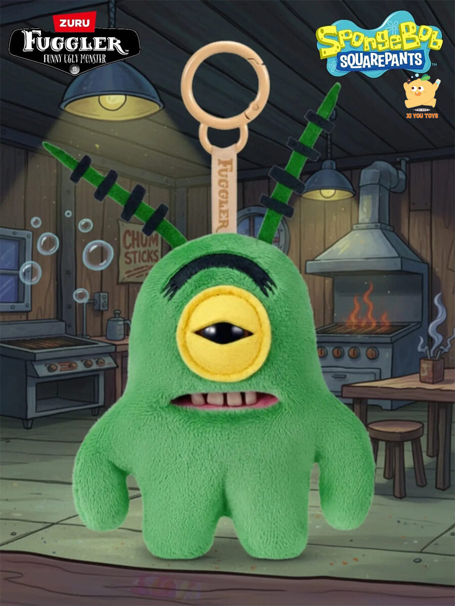 Губка Боб Spin Master Fuggler SpongeBob Keychain Plankton / Плюшевая Кукла-брелок Fuggler Для Детей В Возрасте От 4 Лет И Старше - Идеальный Подарок