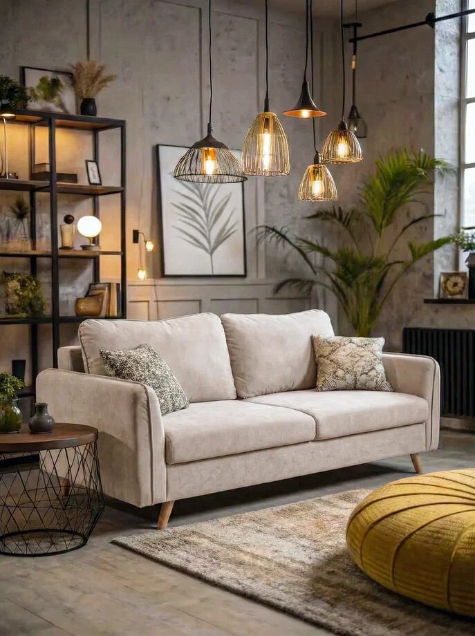 Диван-кровать Брендосс 6134 диван раскладной цвет бежевый, износостойкий велюр, 2 места, механизм Юниор