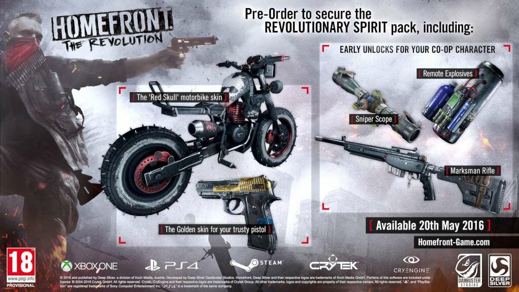 Homefront: The Revolution + Revolutionary Spirit Pack PC Steam Ключ