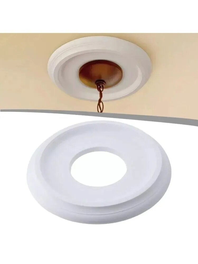 Декоративное кольцо для потолочного светильника из ПВХ белого цвета