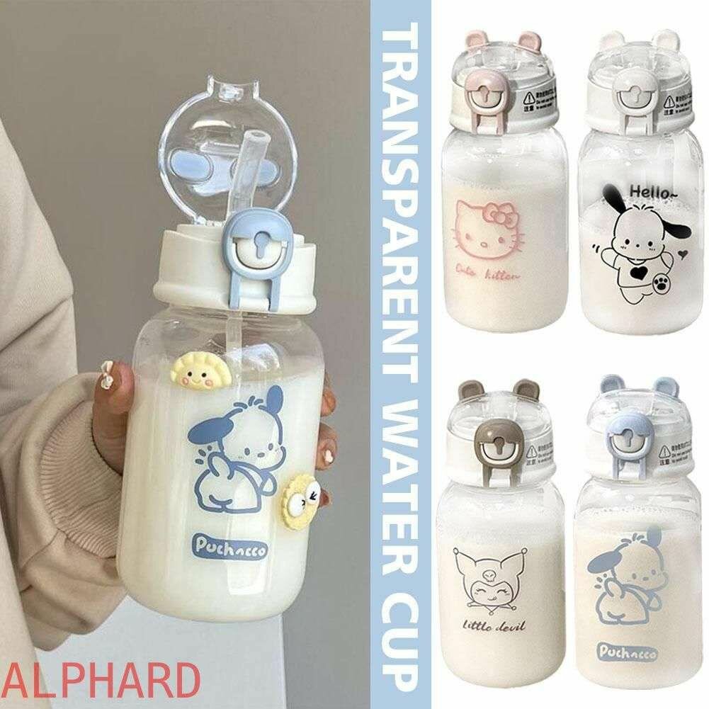 500 мл Прозрачная бутылка для воды, Бутылка для воды, Sanrio Anime, Kawaii, студенческий стаканчик с трубочкой, детский подарок