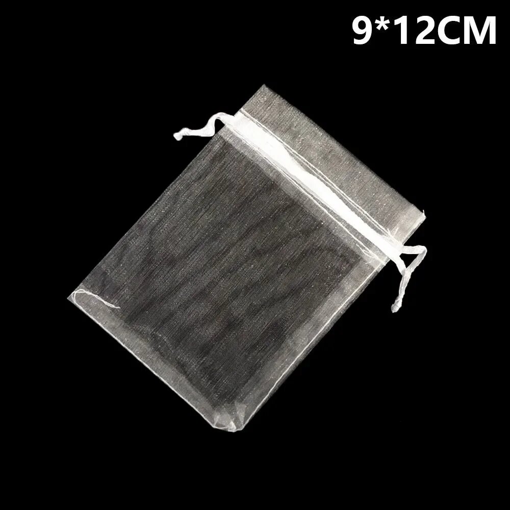 Белые подарочные пакеты из органзы 9x12 см (50 шт.)