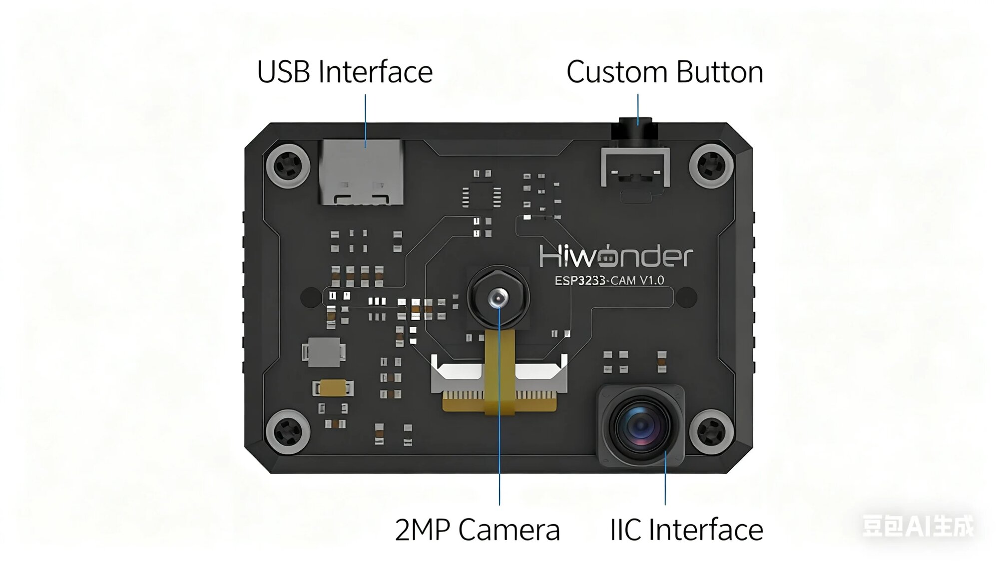 Модуль камеры ESP32-S3 с ИИ, 200 Мп, потоковая передача видео по Wi-Fi, распознавание лиц/цвета/линий, UART/I2C, поддержка Linux для AI Vision Pro