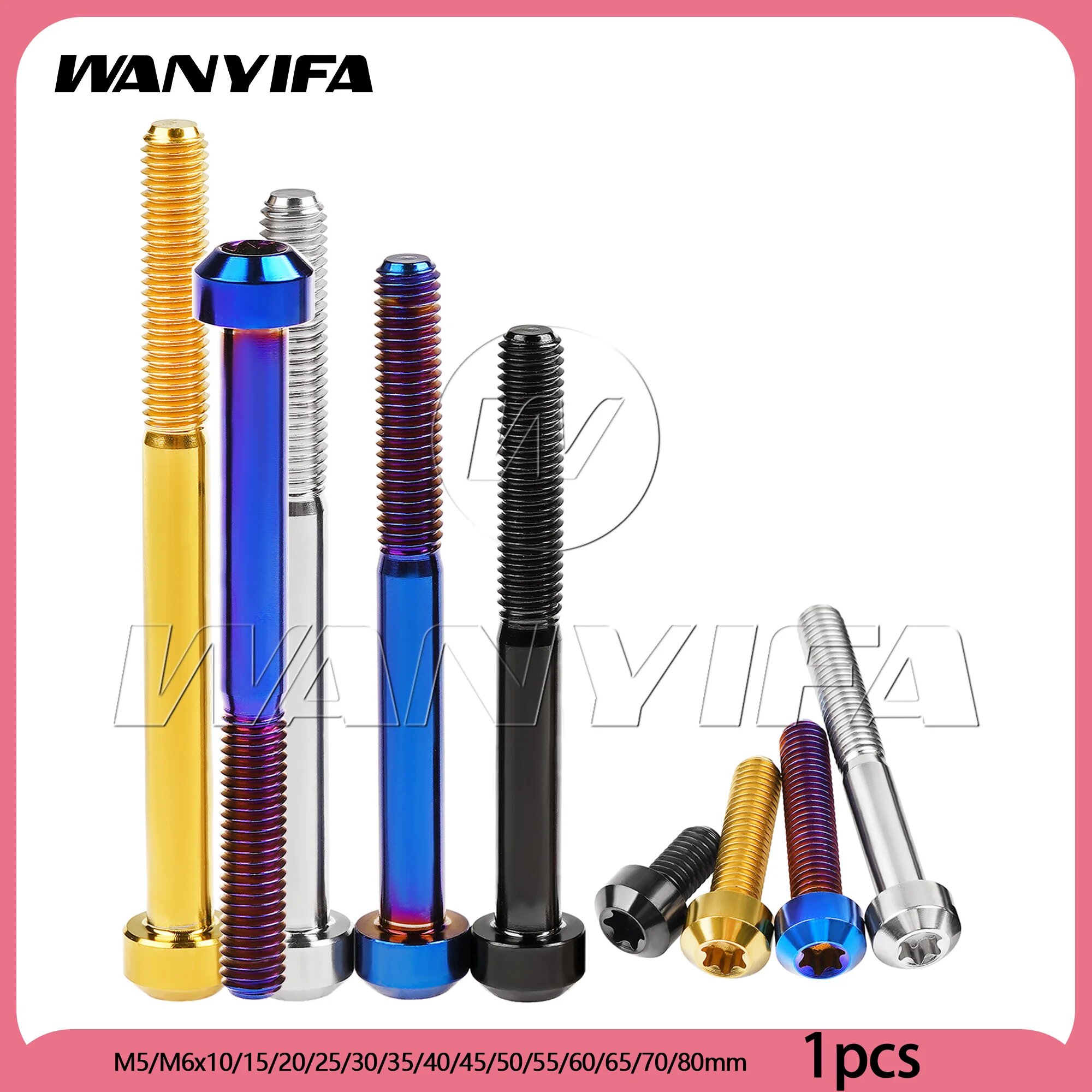 Титановые болты Wanyifa M5/M6 для велосипедов и мотоциклов Bronze, M5x35mm