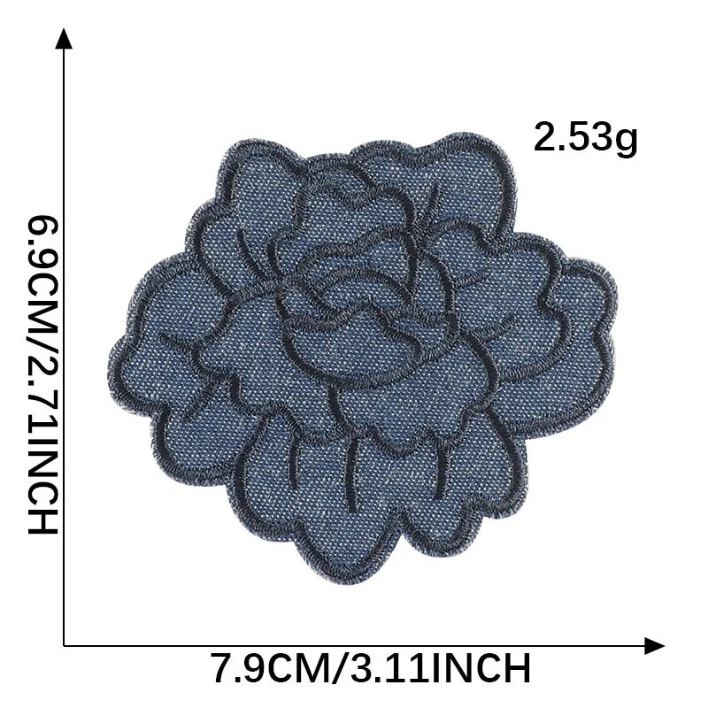 Синие вышитые заплатки на одежду, 7.9x6.9 см, B1R-C-2-7