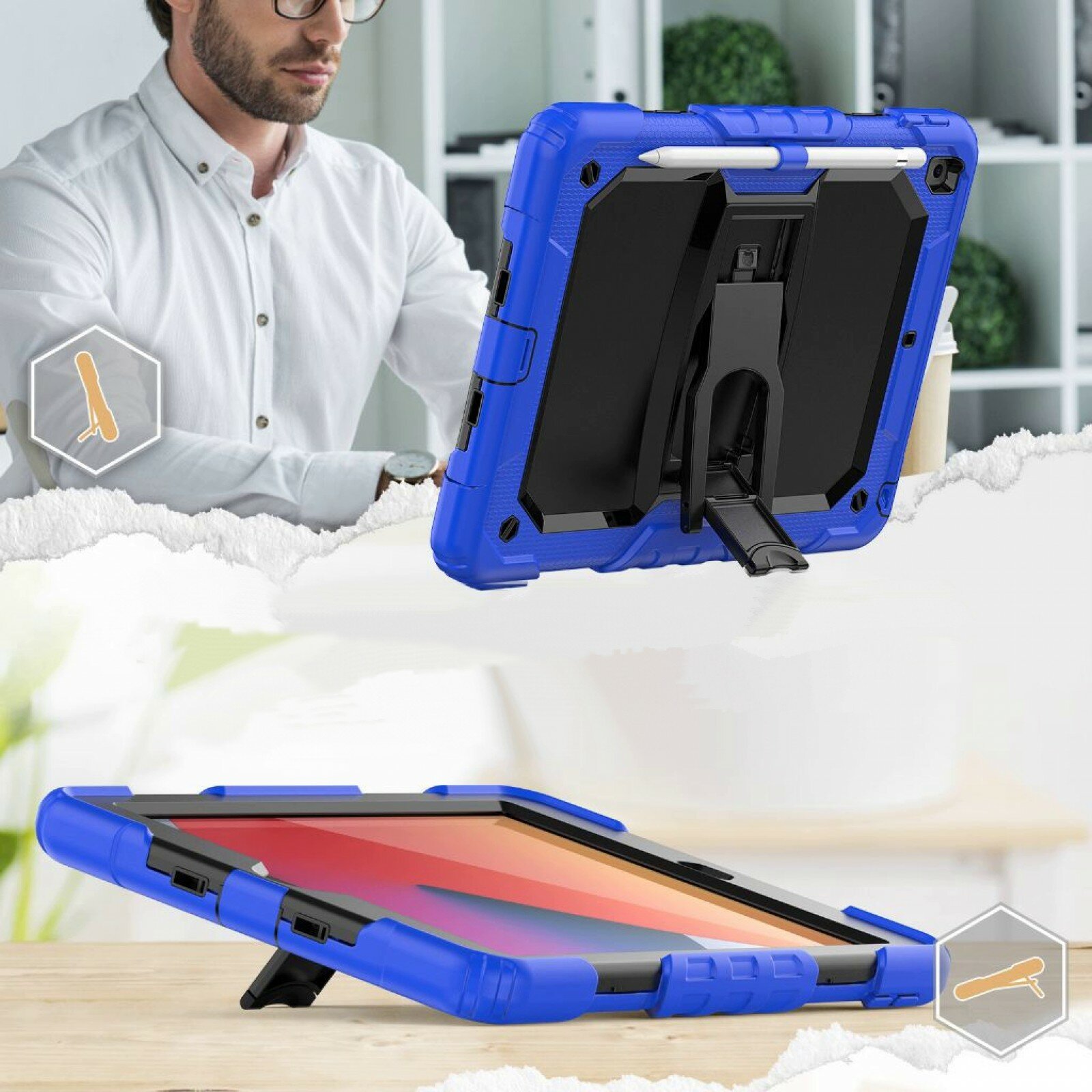 Чехол MyPads для Apple iPad 10.2' (7, 8, 9 поколения) противоударный с регулируемыми кронштейнами