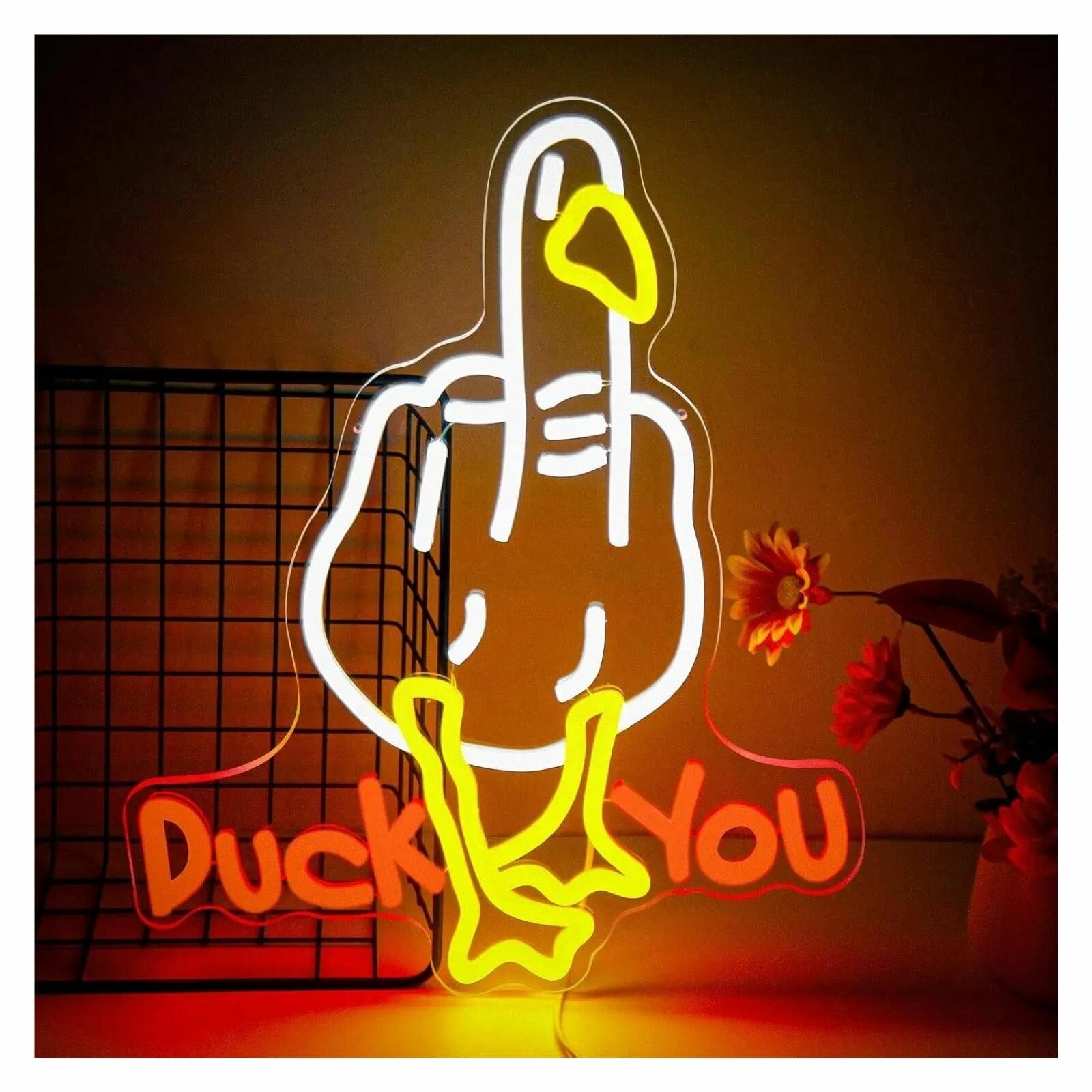 Неоновая Вывеска Funny Finger Duck С Регулируемой Яркостью 37,5смх31см