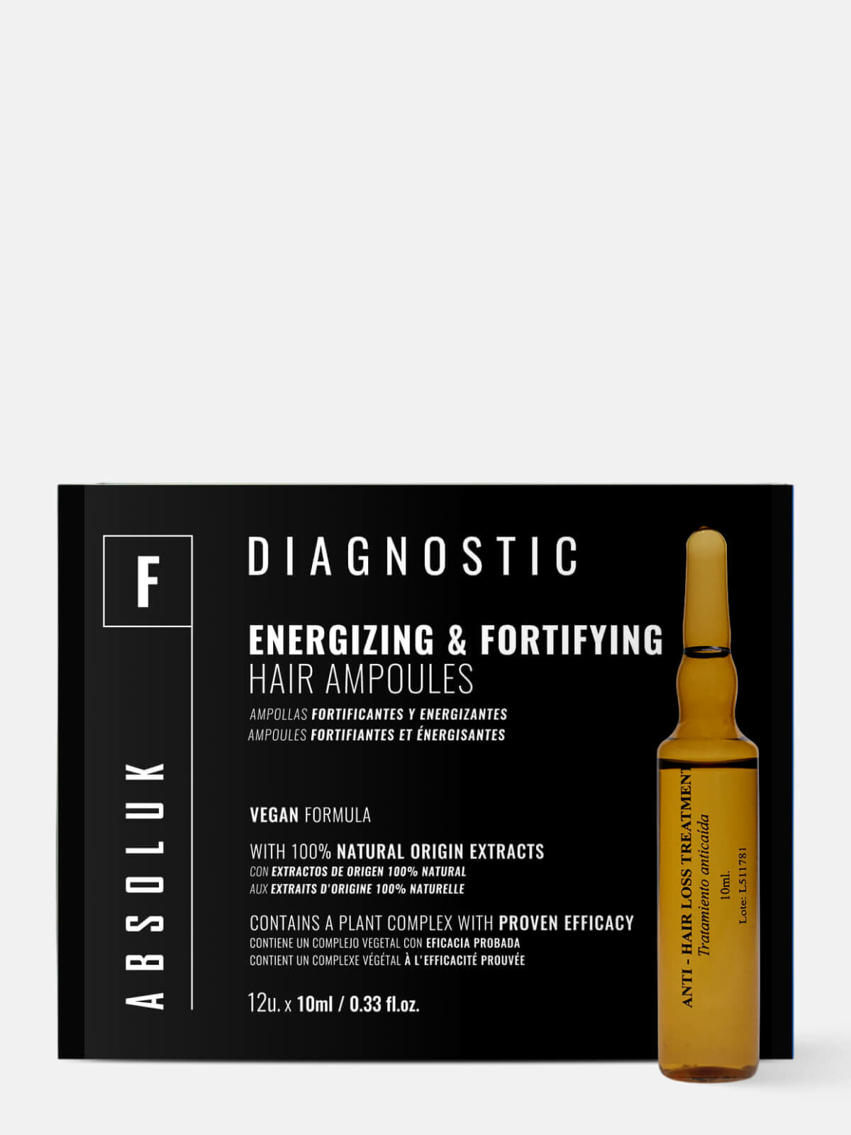 Лосьон энергетический для укрепления волос Absoluk Diagnostic Energizing & Fortifying Hair Ampoules, 12х10 мл