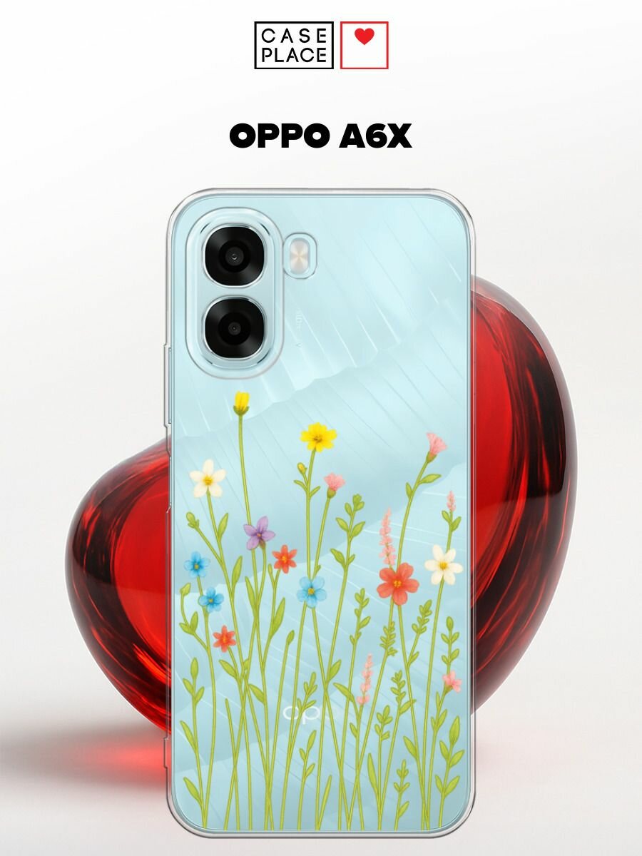 Чехол на Oppo A6x / Оппо A6x с принтом Высокие маленькие цветы