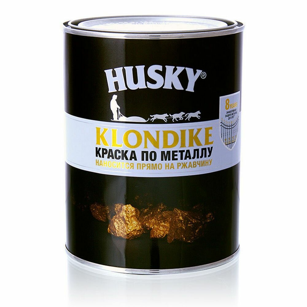 Краска Husky-Klondike по металлу, глянцевая, графитовый RAL 7024, 0,9л