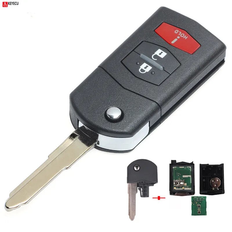 KEYECU Новый откидной смарт-брелок с 3 кнопками для Mazda 2 3 5 CX-7 CX-9 2007 2008 2009 2010-2015 FCC ID: BGBX1T478SKE125-01
