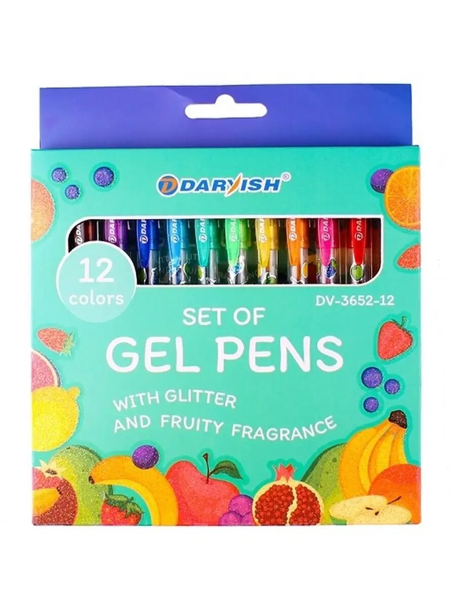 Darvish 20825 Набор ручек гел. 12цв. "Darvish" с блеском + ароматом фруктов в картонной упаковке