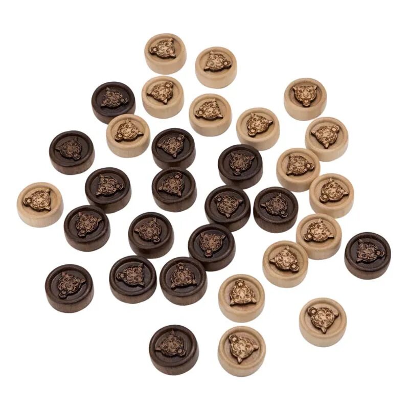 Фишки резные Mirzoyan "Тигр", ручная работа, дерево, диаметр 2,8 см, 32 шт