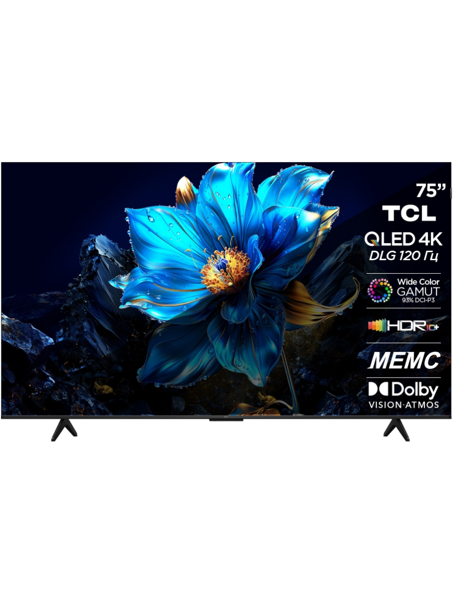 Телевизор TCL 75P7K 75" QLED, 4K Ultra HD, черный, смарт ТВ, Google TV