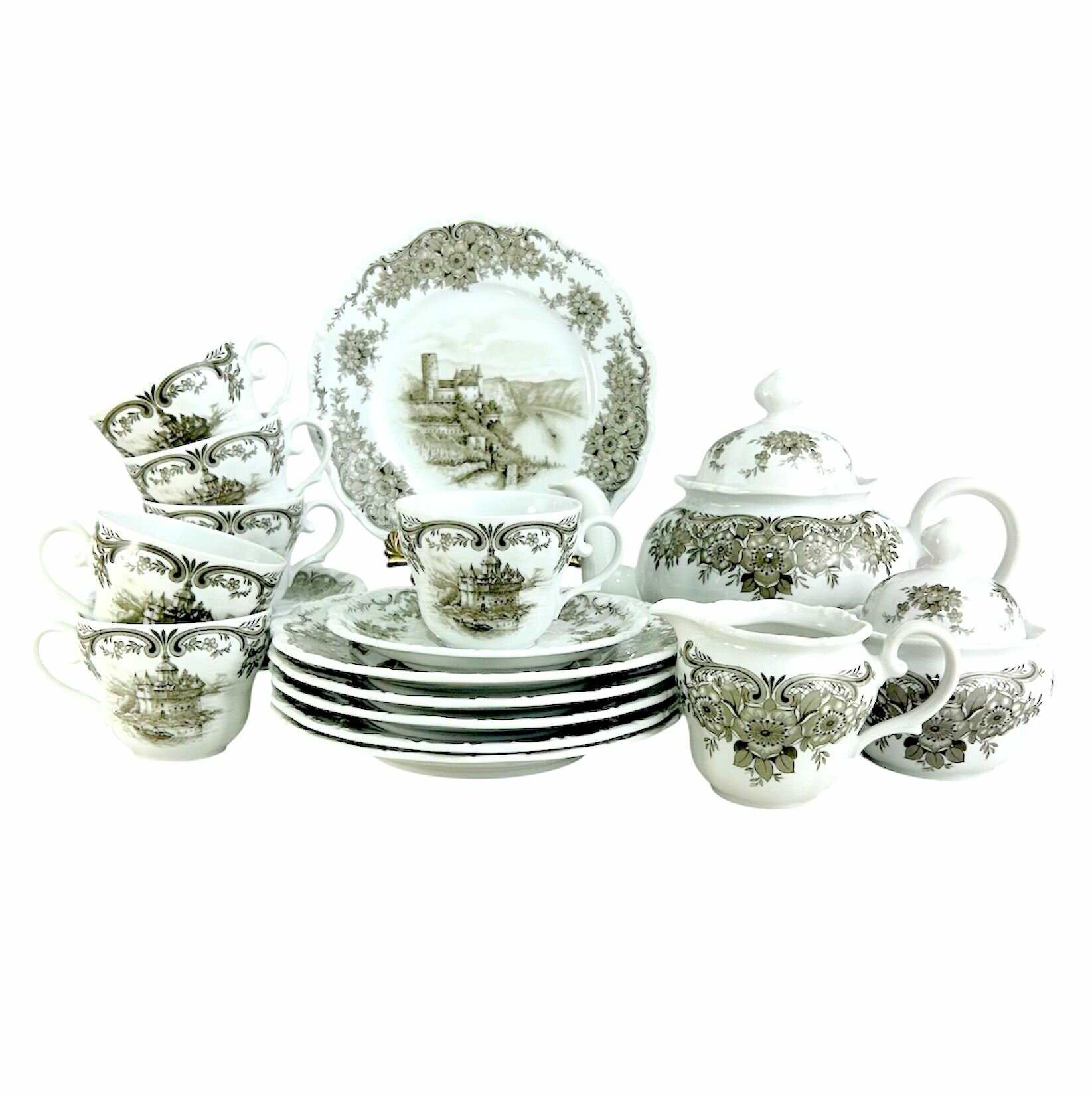 Чайный сервиз Замки Германии, Seltmann Weiden, Rheingau, фарфор, винтаж. Германия