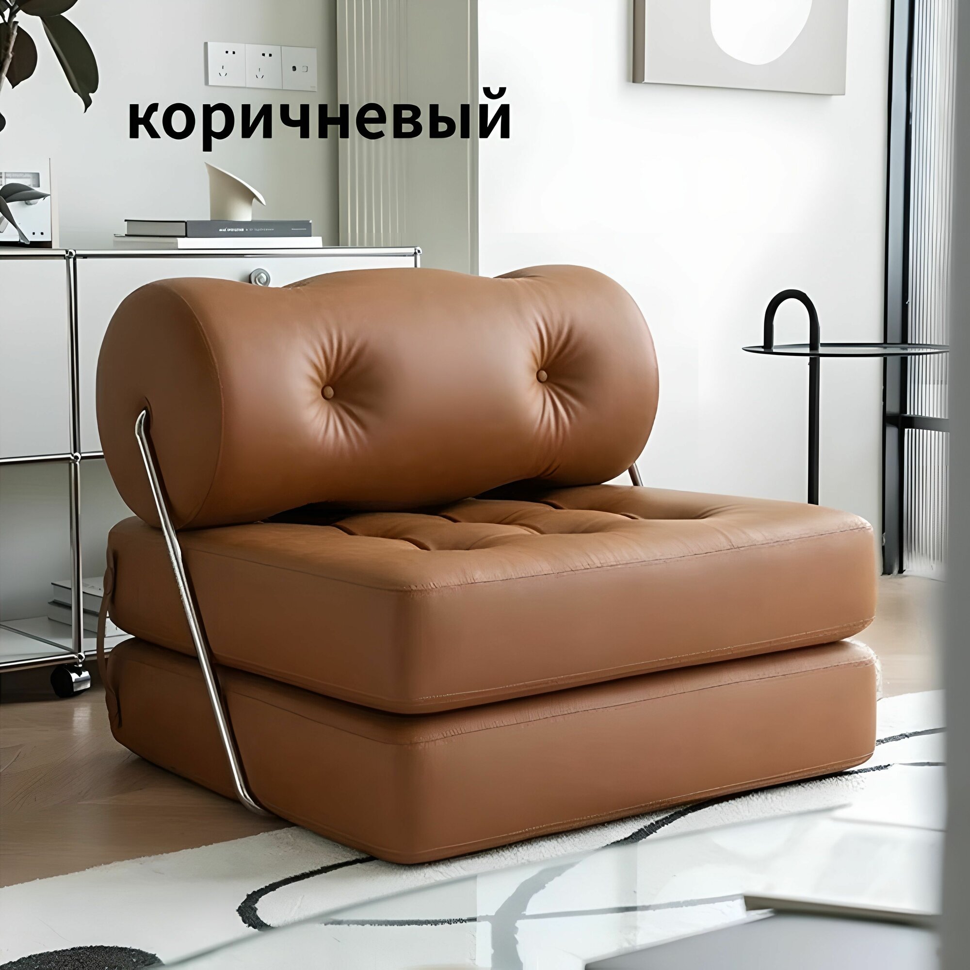 Комфортный диван-модуль из искусственной кожи, съемная спинка, идеален для отдыха и создания уголка релакса