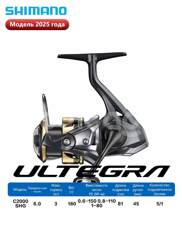 SHIMANO ULTEGRA 2025, Лёгкая и плавная спиннинговая катушка с усиленной шестерней и защитой от воды