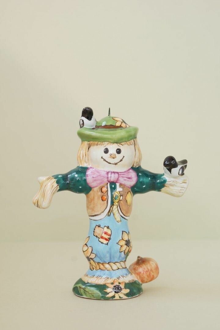 Ёлочная игрушка "Пугало". Ярославская майолика. Керамика ручной работы. Сделано в России.