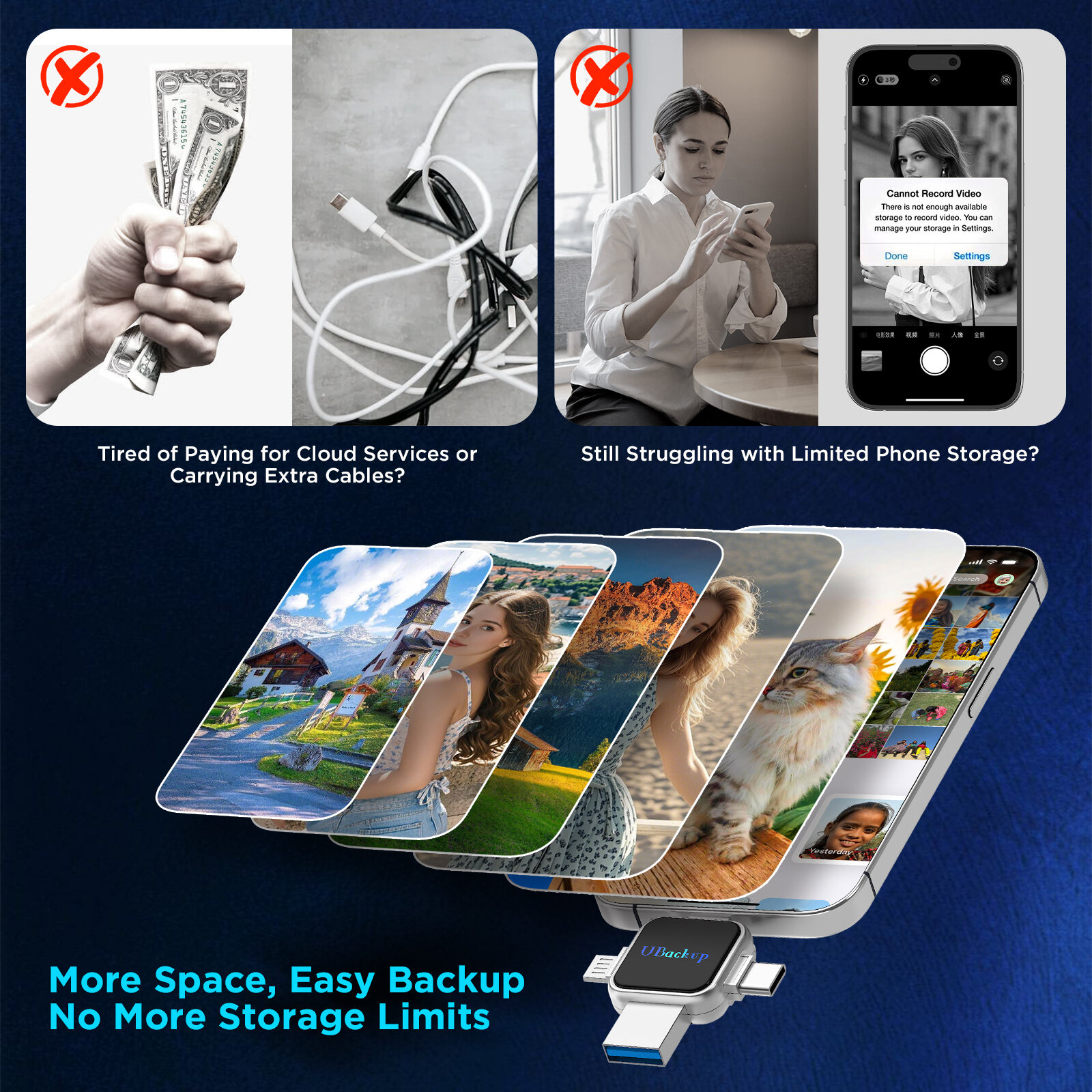 4 in 1 USB Flash Drives Type-C Pendrive 256GB USB 3.2 High Speed Dual Memory stick Pen Drive for Phone, 256GB