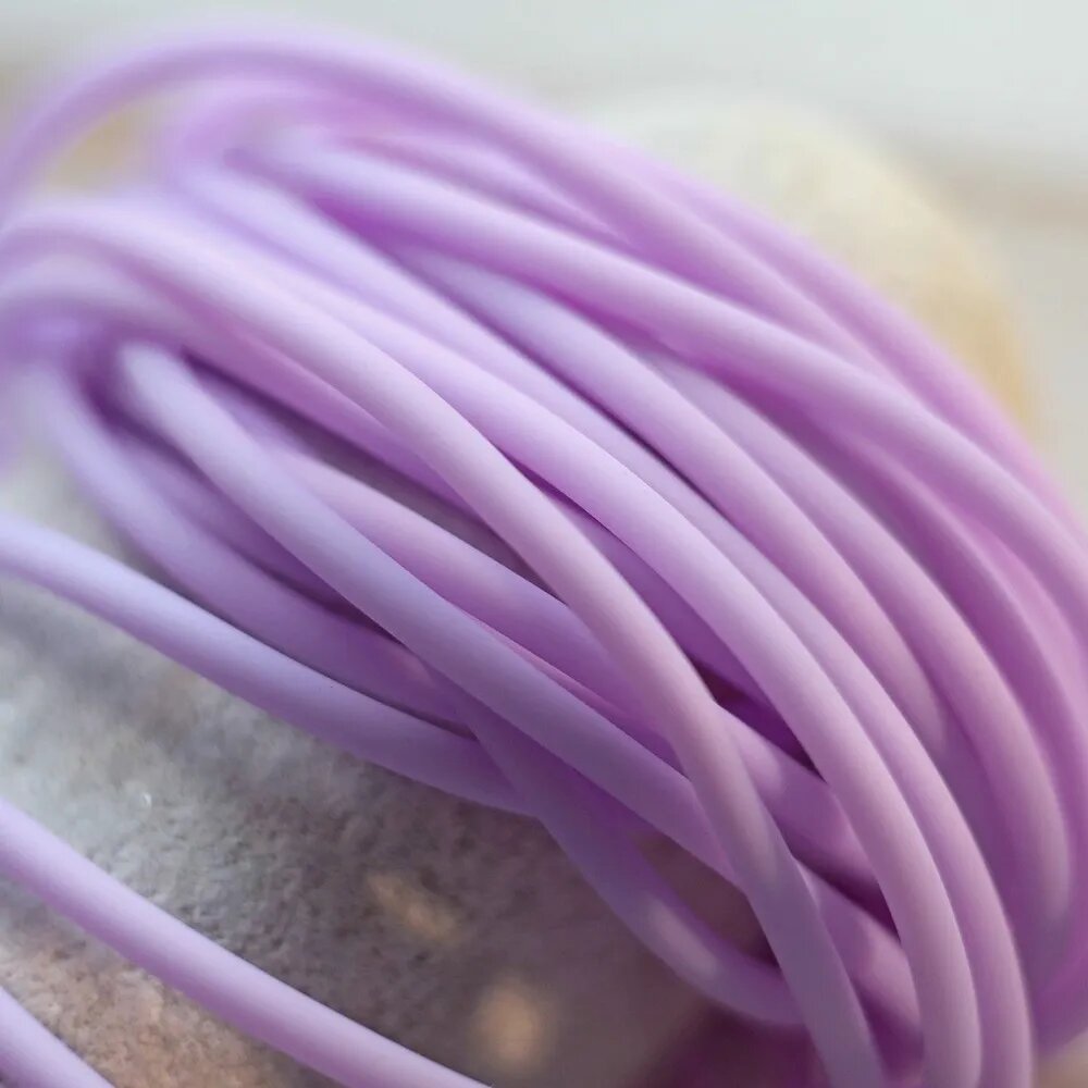 Заготовка для украшений, Декоративный резиновый (каучуковый) шнур, 3 мм, лавандовый