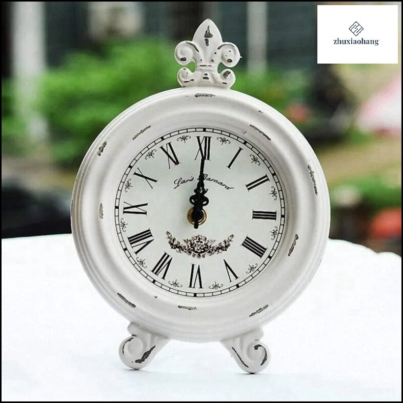 Винтажные деревянные маленькие белые настольные часы, бесшумные, не тикающие, на батарейках, деревенский декор, ретро часы