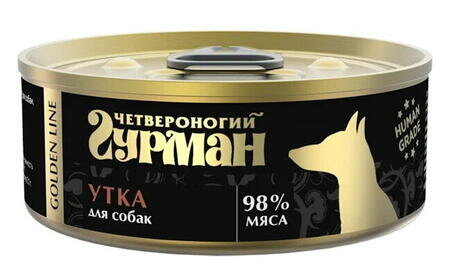 Четвероногий гурман Golden line 6 шт по 100 г влажный корм для собак утка натуральная в желе