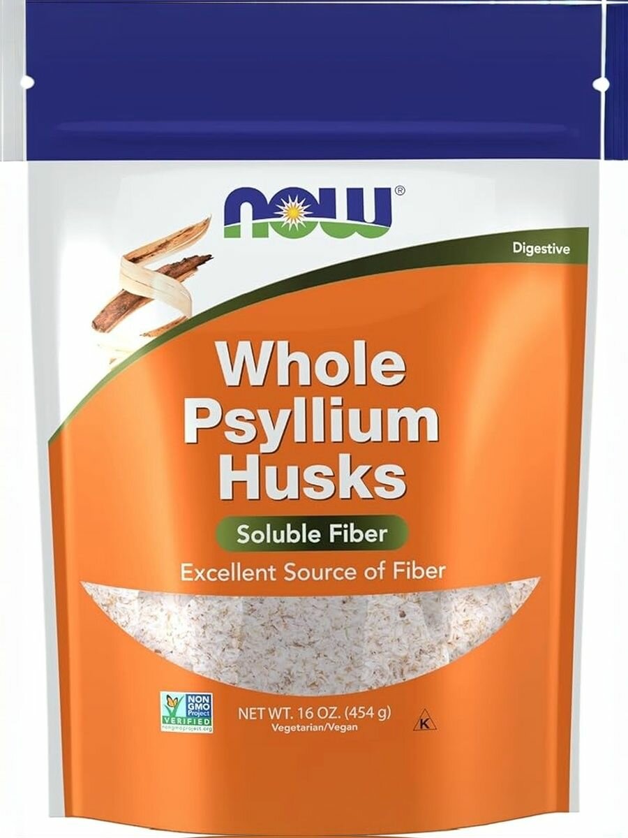 Цельная шелуха семян подорожника, NOW Foods, Whole Psullium Husks, 454 г.