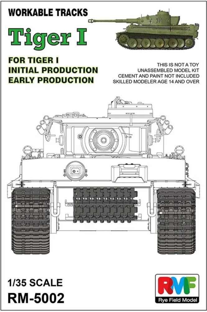Сборная модель танка Rye Field Model Tiger I Initial/Early Production Workable Tracks 1/35 RM-5002
