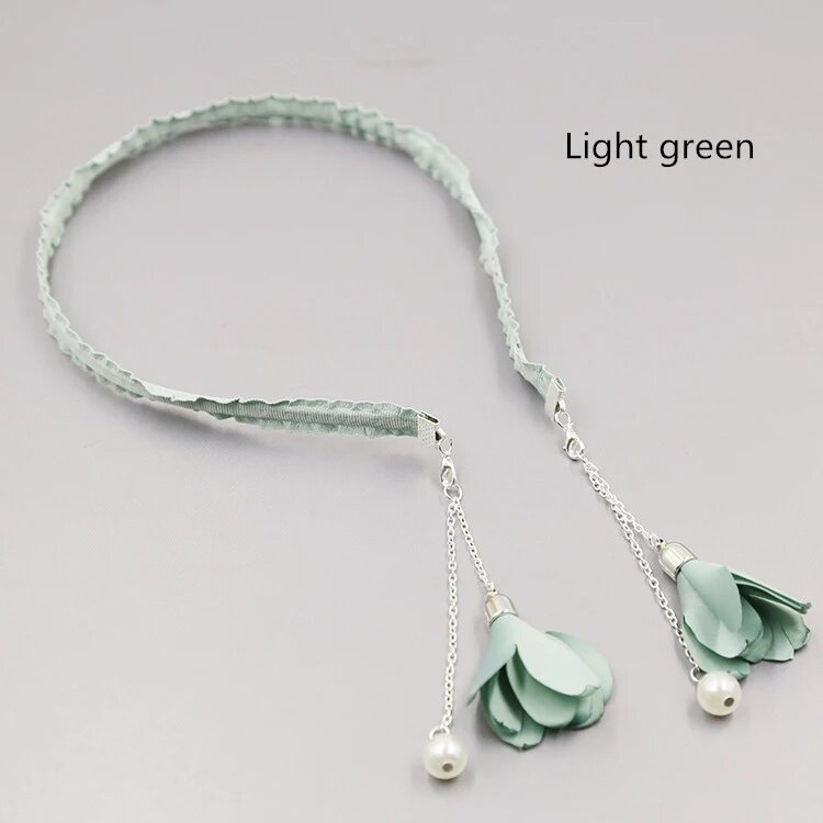 Ободок женский с цветами и кисточками, Light green