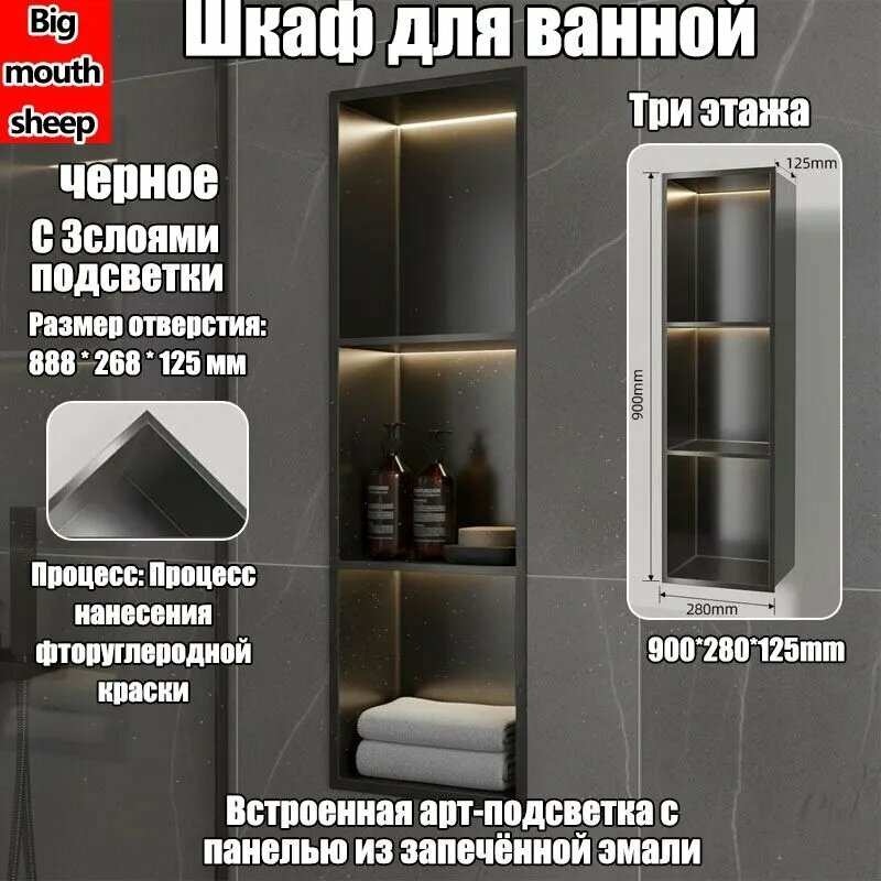 Шкаф для ванной, 28х12.5х90 см, Универсальный