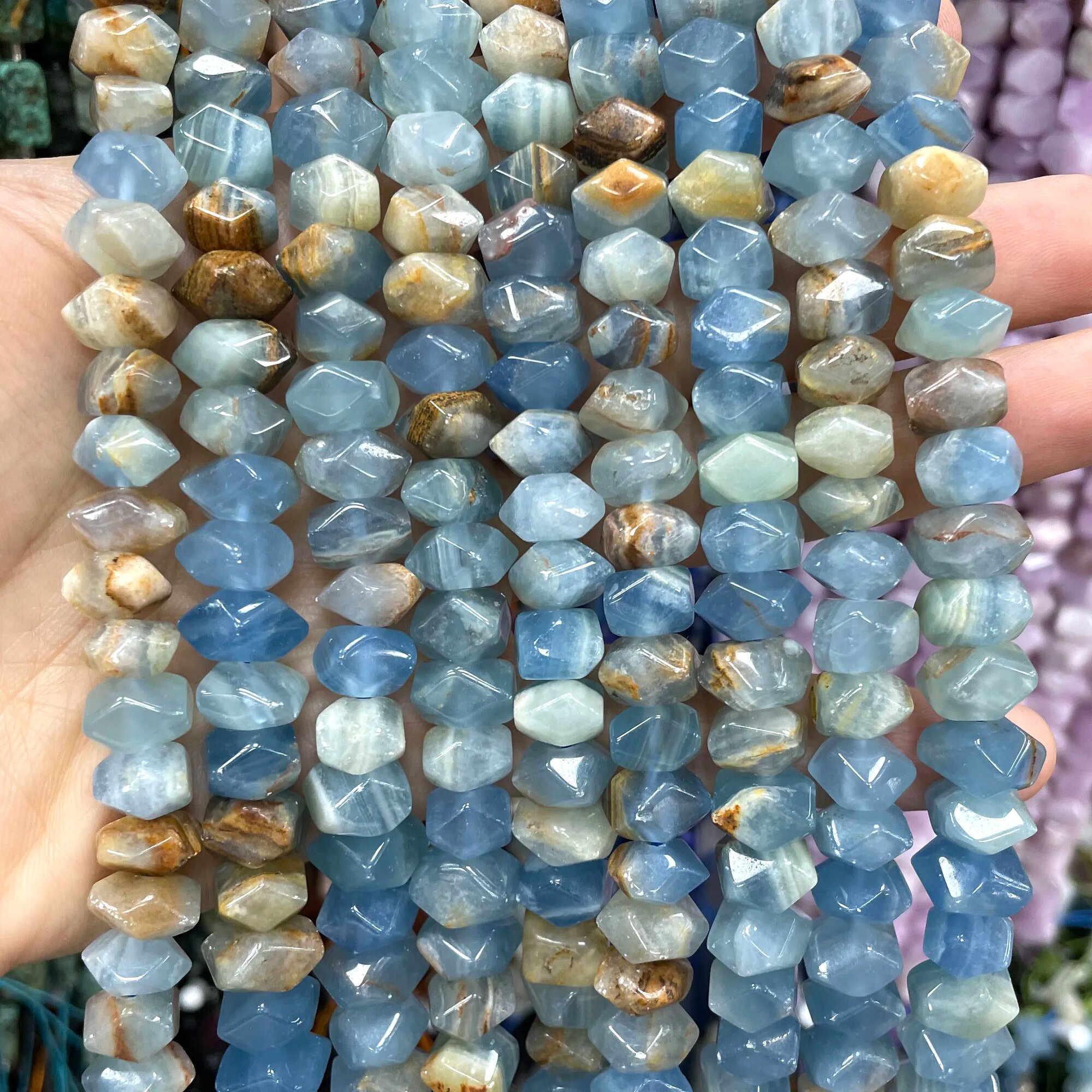 Бусины Blue Calcite 6x11 мм