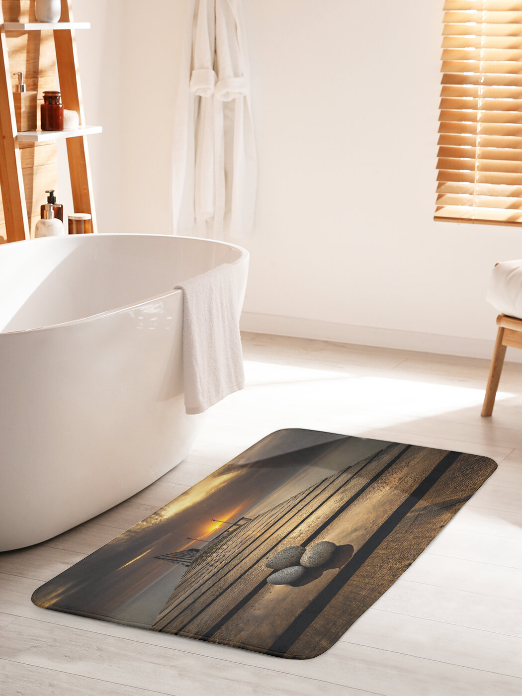 Коврик для ванной комнаты и туалета противоскользящий "Потерянные камни" 60х100 см, JoyArty