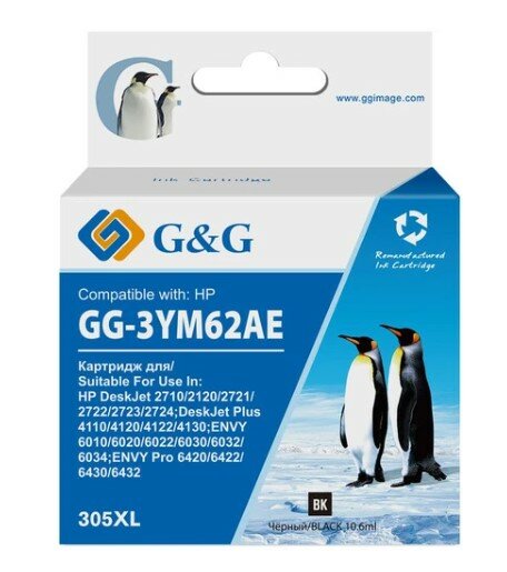Картридж струйный G&G GG-3YM62AE 305XL черный (10.6мл) для HP DeskJet 2320/2710/2720/2300