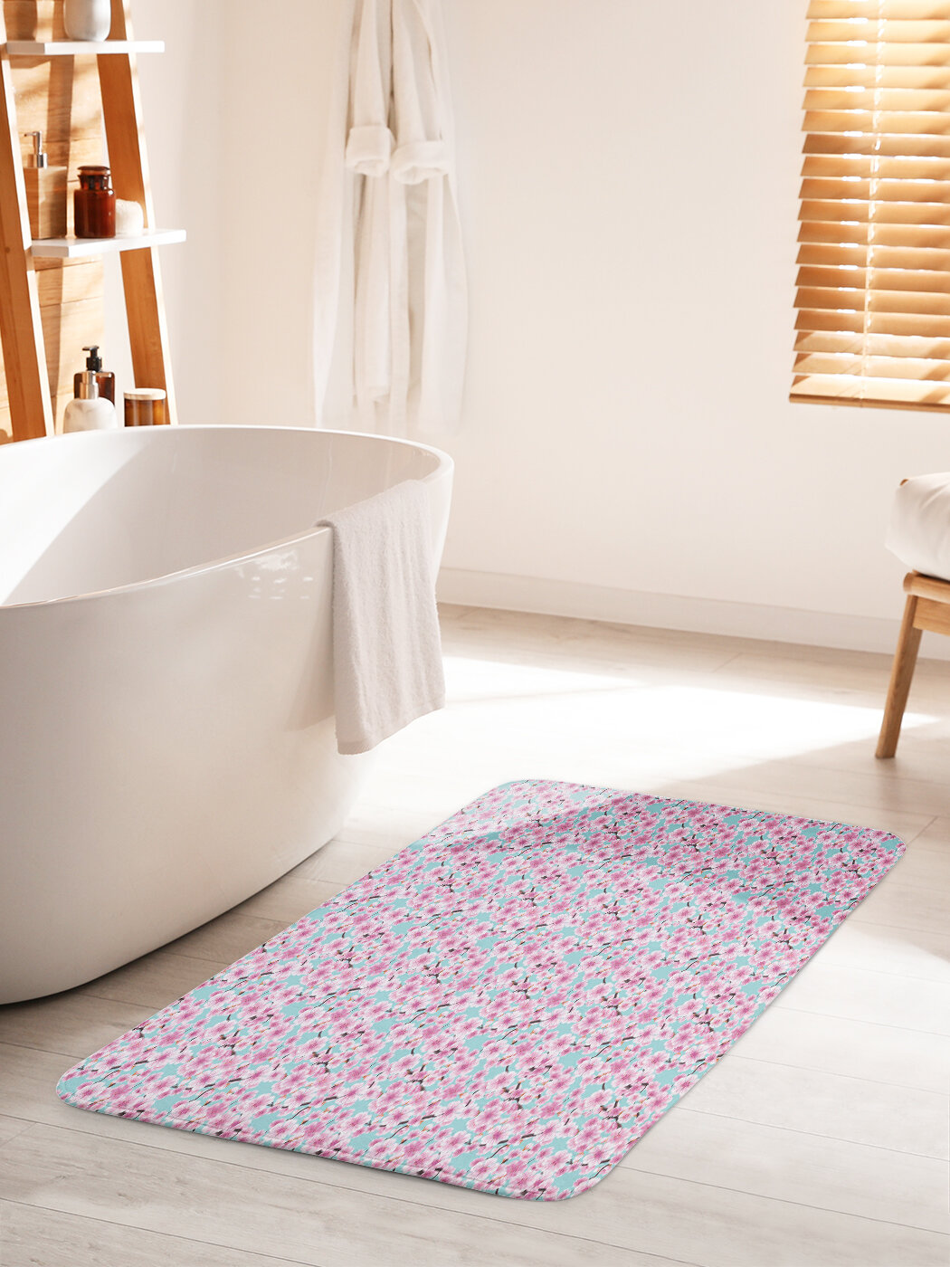 Коврик для ванной комнаты и туалета противоскользящий "Плетение сакуры" 60х100 см, JoyArty