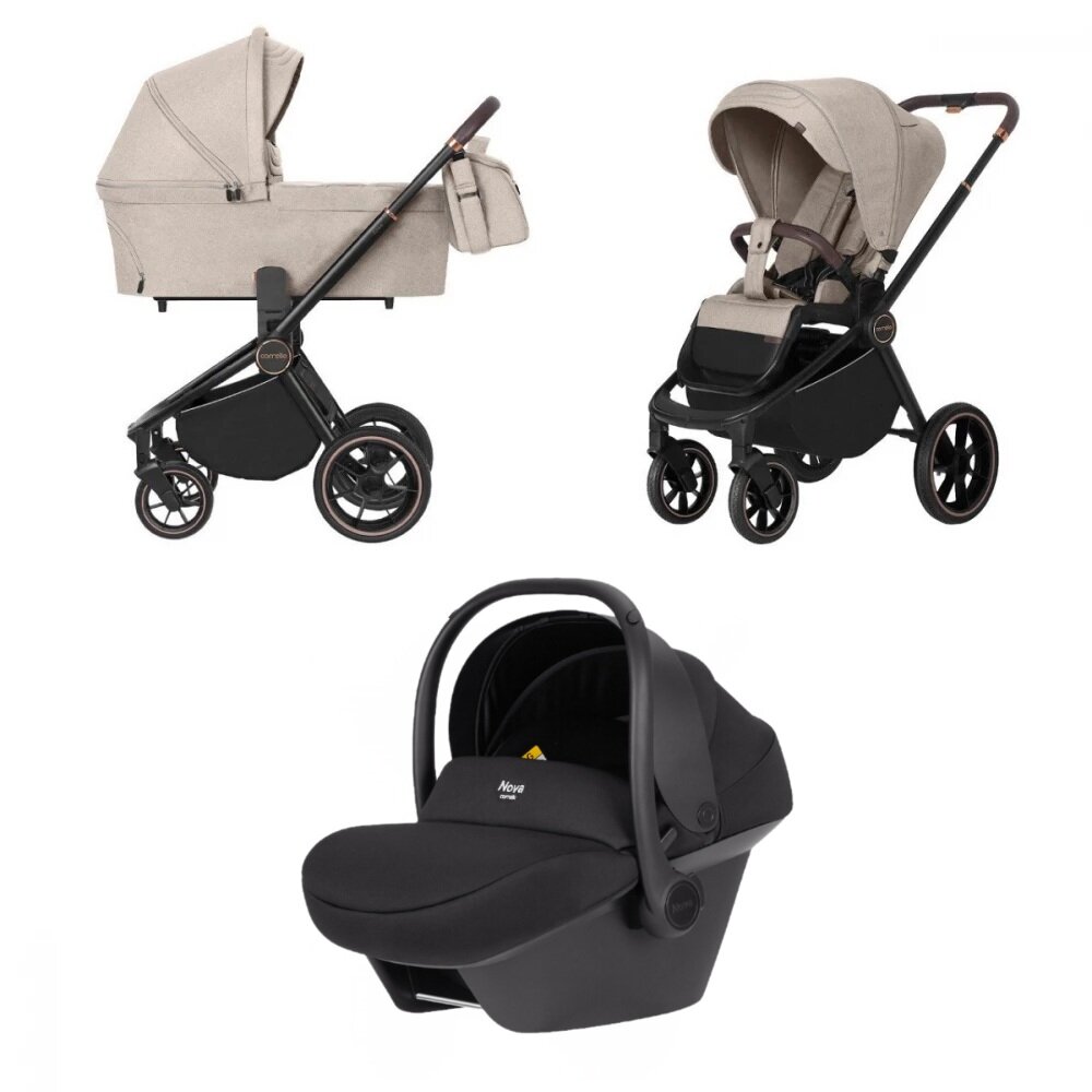 Коляска Carrello Epica CRL-8511/1, 3 в 1, термолюлька, шасси черное, цвет Almond beige автолюлька