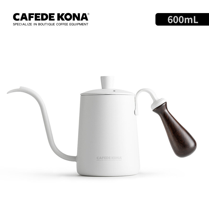 Кофейник для заваривания кофе методом пуровер CAFEDE KONA с длинным носиком, ручкой из палисандра, носиком из нержавеющей стали, 600 мл.