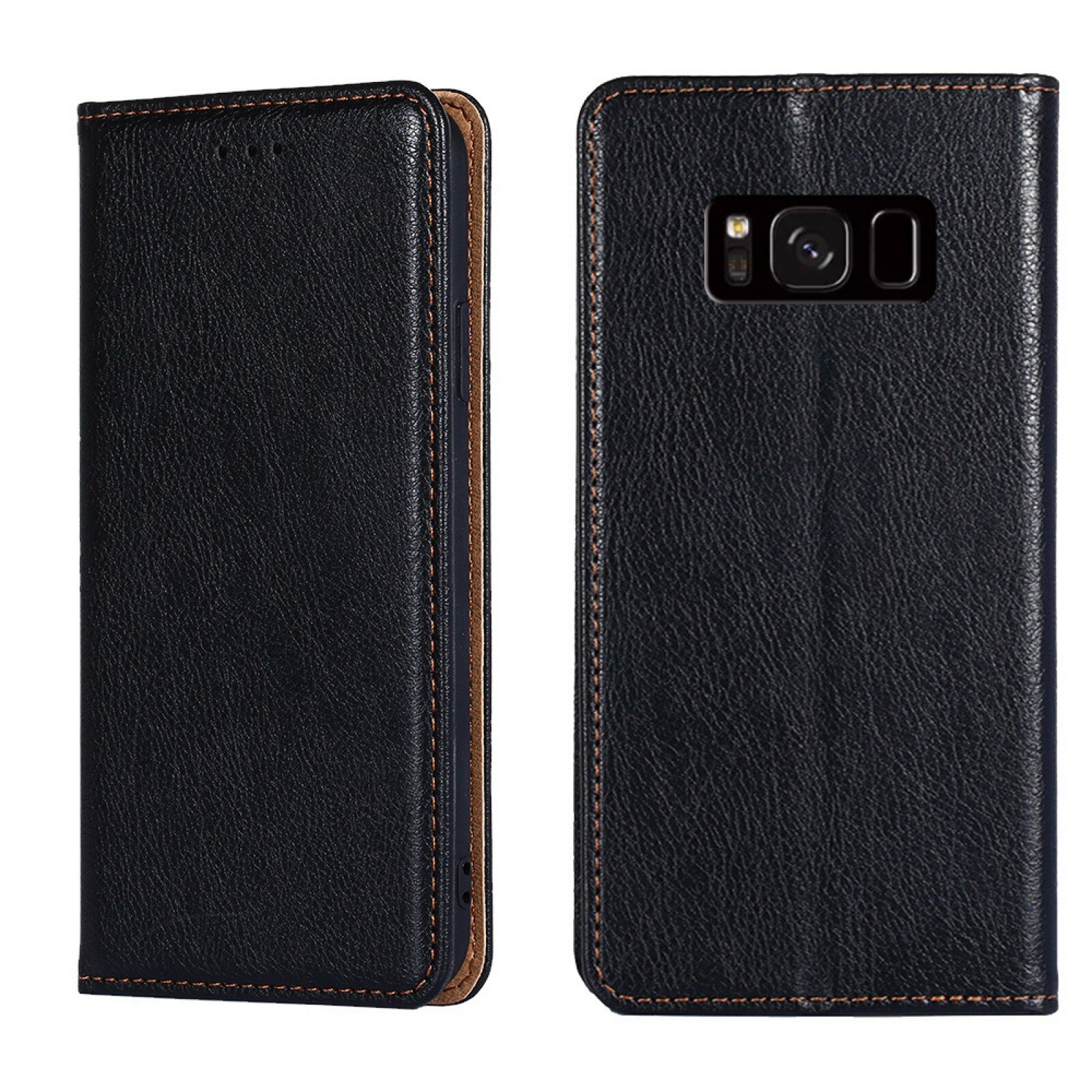 Чехол-книжка MyPads для Samsung Galaxy S8 черный кожзаменитель защита корпуса и экрана