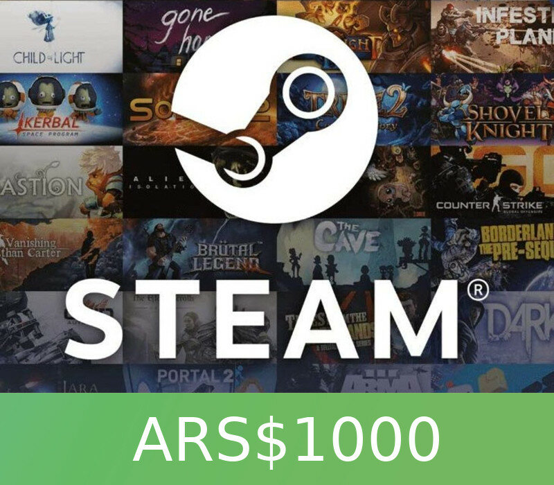 Steam Карта пополнения ARS$1000 Global Код активации • регион Весь мир