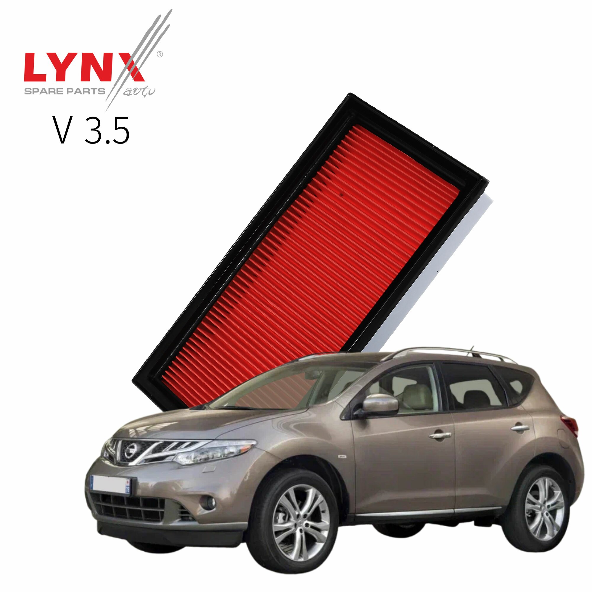 Фильтр воздушный Nissan Murano (2) / Ниссан Мурано 2007 2008 2009 2010 2011 2012 2013 2014 2015 2016 V3.5 VQ35DE / 1шт LYNXauto