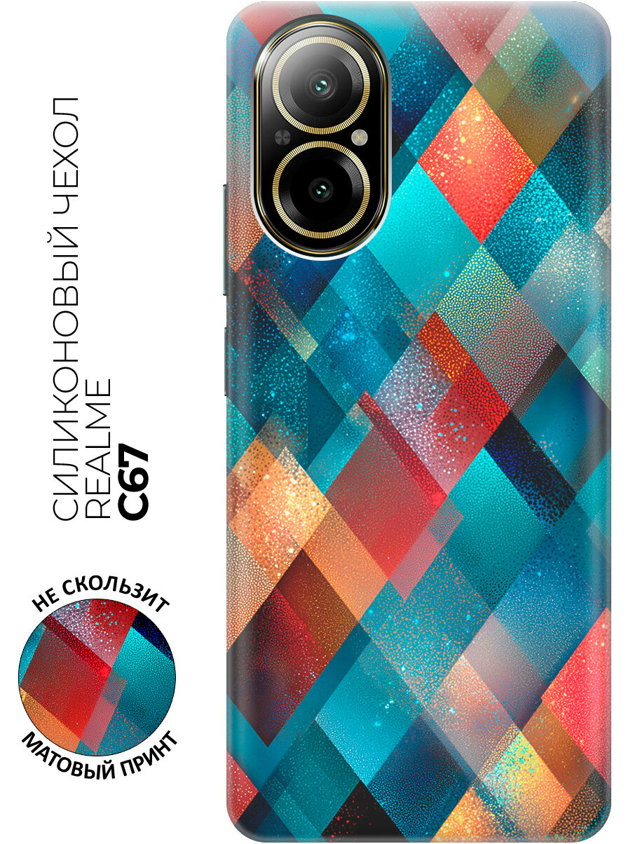 Силиконовый чехол на Realme C67 с принтом "Ромбовая пульсация"