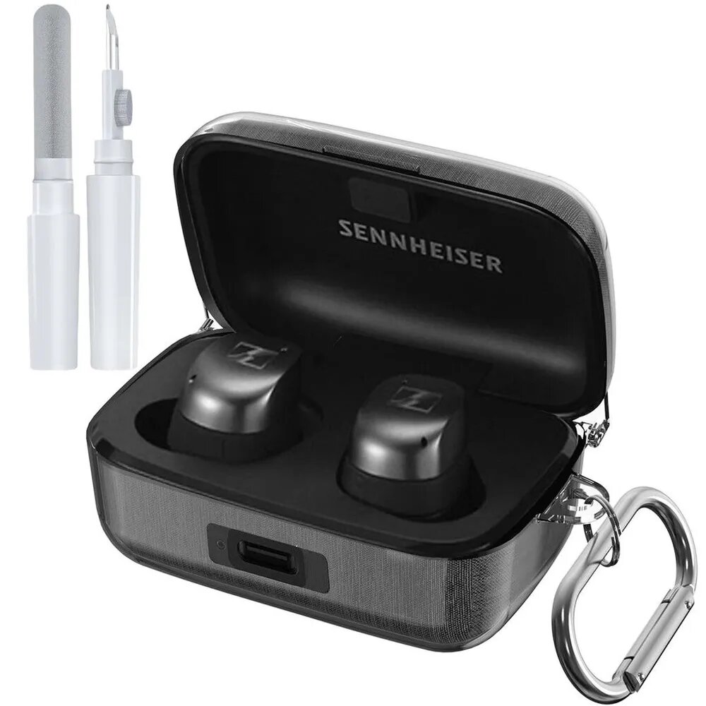 Прозрачный чехол для Sennheiser Momentum 4/3, твёрдый защитный чехол из термополиуретана с защитой от царапин и карабином, прозрачный