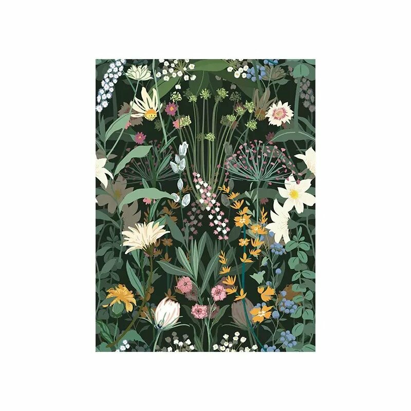 Виниловые самоклеющиеся обои , с грибами, 44х300 см, зелёный Цветы