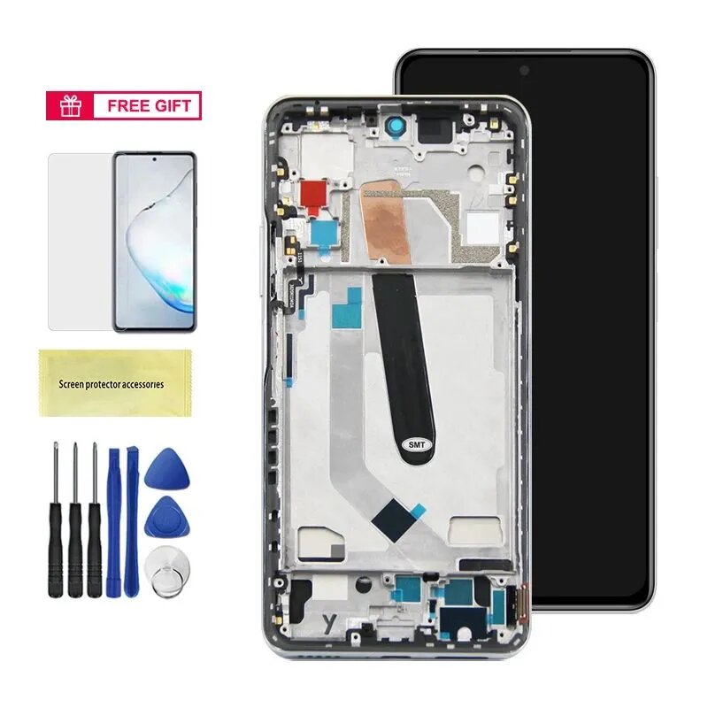 6.67" TFT Дисплей для Xiaomi POCO F3 M2012K11AG в сборе с тачскрином серебристый c рамки