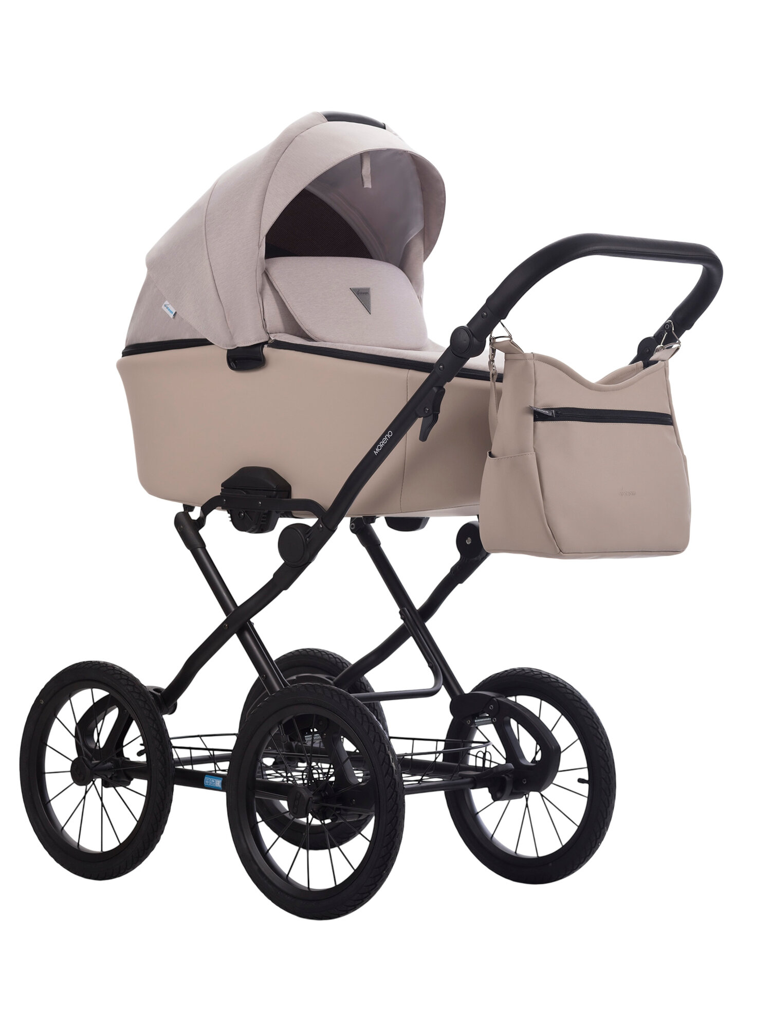 Коляска детская универсальная 2 в 1 Aroteam Moreno SL NEW, всесезонная, с большими надувными колесами, 09 св. бежевый