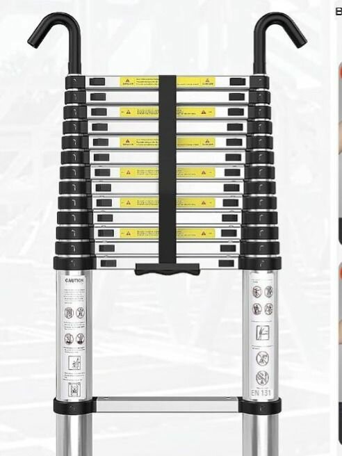 Телескопическая лестница длиной 5 м с крючками и стабилизатором для дома или чердака-430