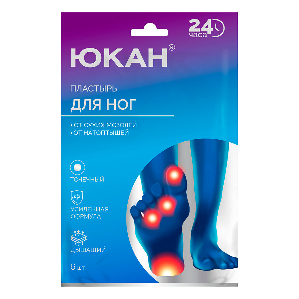 Юкан пластырь для ног шелковые пяточки 6 шт.