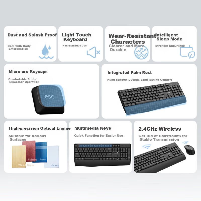PHILIPS SPT6348 беспроводной комплект клавиатуры и мыши эргономичный для офиса Mac PC белый Цвет：Белый