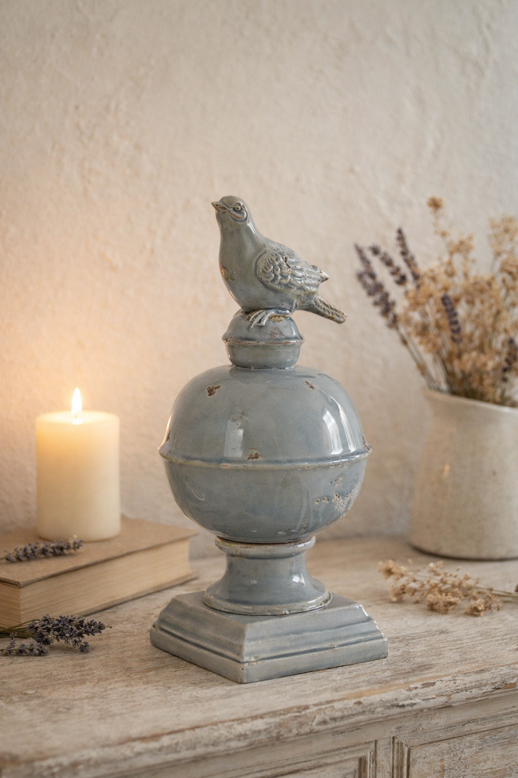 Декоративная статуэтка «Антик с птичкой» керамическая, винтажный интерьерный декор для дома, прованс, шебби шик
