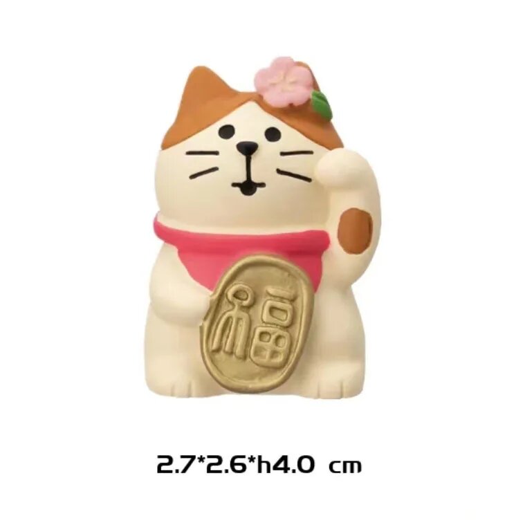 Статуэтка кошка Манэки-нэко Zakka Japan, 4x2.6x2.7 см, Цвет: 73502-10